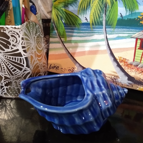 Andrea By Sadek | Other | Andrea By Sadek Bright Blue Sea Shell Pot Or ...